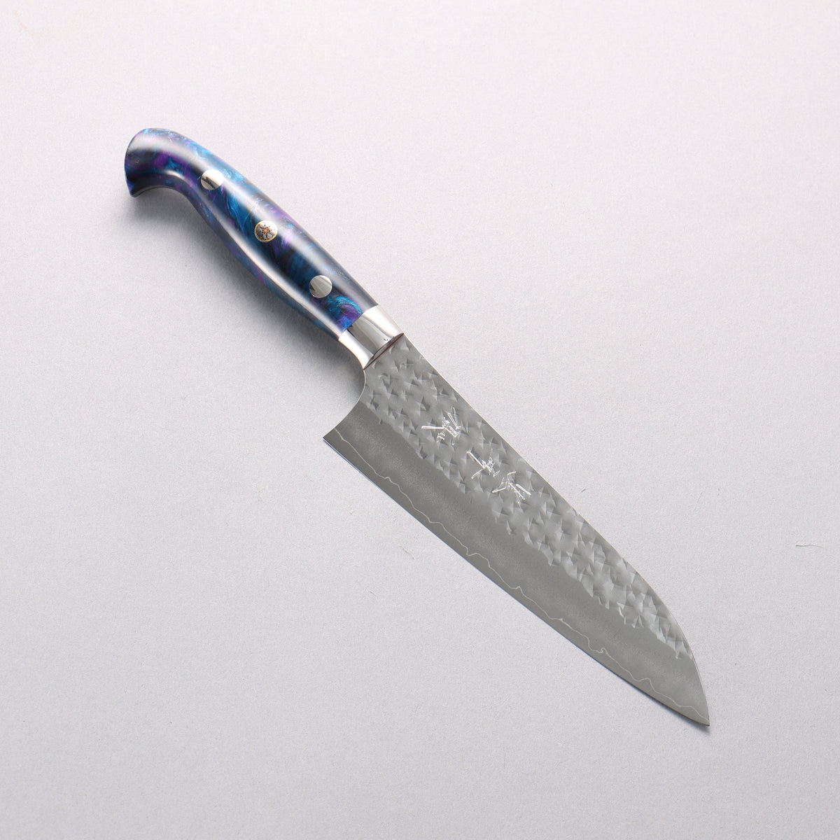 Yu Kurosaki Senko Ryu SG2 Hammered Small Santoku 150mm Blue Marble Acr – Seisuke Knife Portland