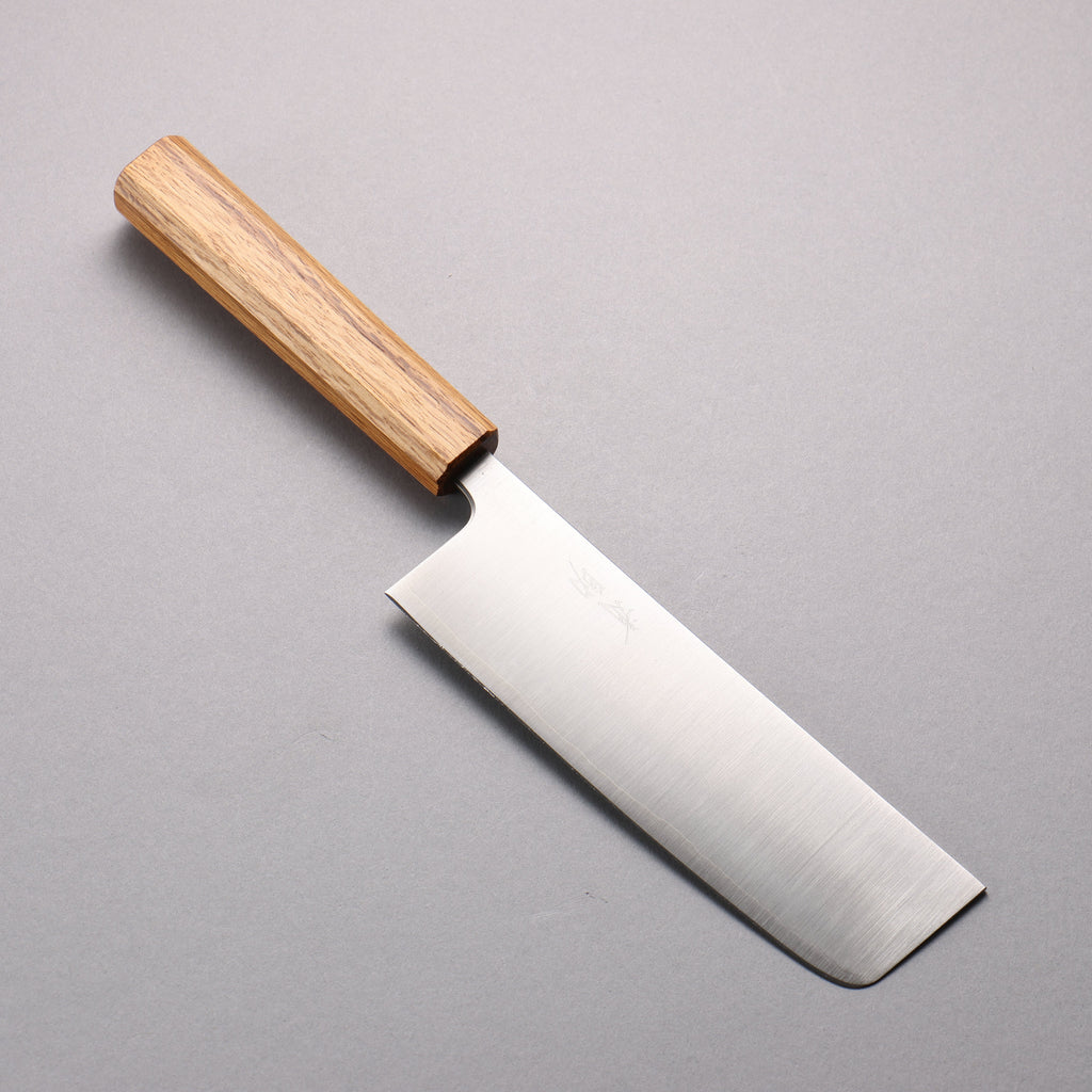 Seisuke Silver Steel No.3 Migaki Finished Nakiri 165mm White Oak Handl