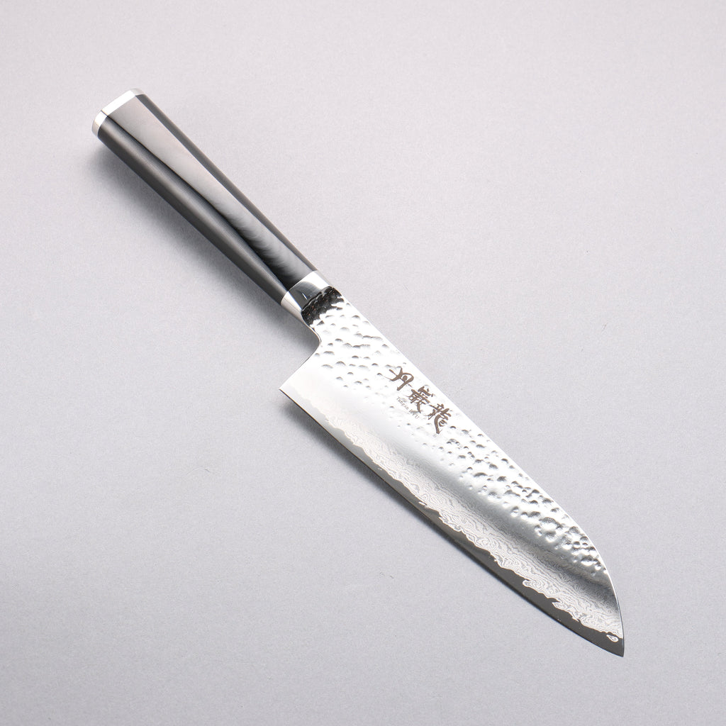 Ryusen Tanganryu VG10 67 Layer Damascus Santoku 170mm Black Micarta Ha