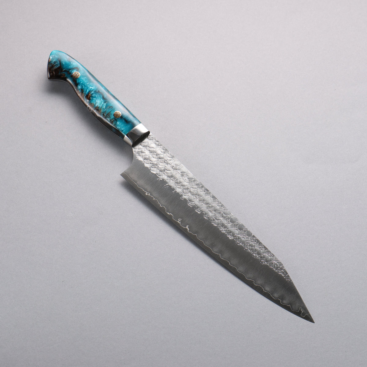 Yoshimi Kato Minamo SG2 Hammered Kiritsuke Gyuto 210mm White Blue Blac ...