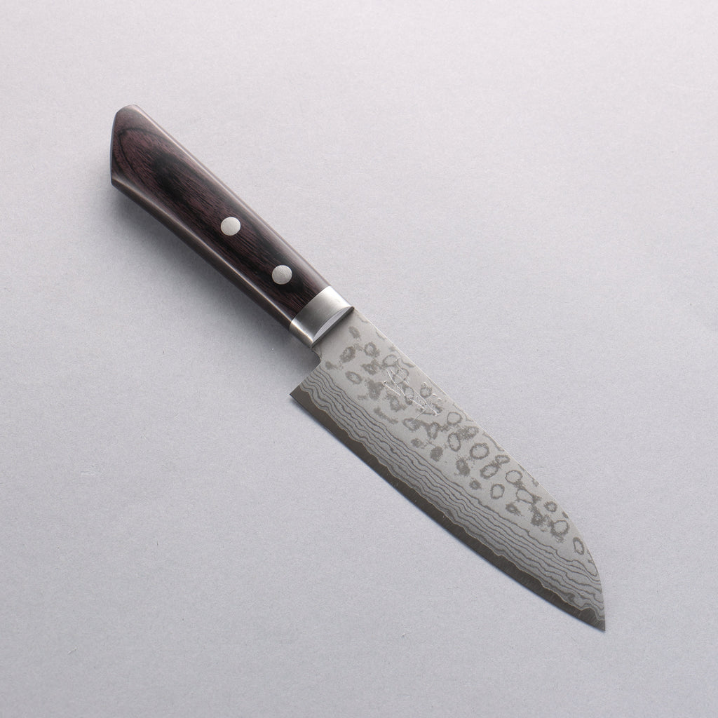 Seisuke VG10 Damascus Small Santoku 135mm Black Pakka wood Handle