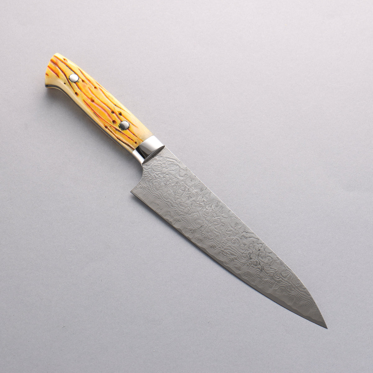 Takeshi Saji SG2 Diamond Finish Damascus Gyuto 180mm Orange Cow Bone H ...