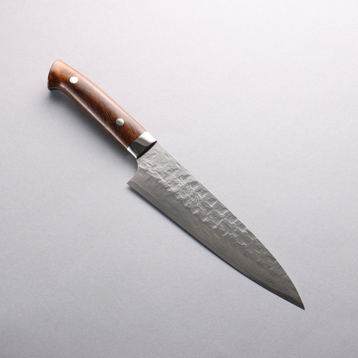 Takeshi Saji VG10 Hammered Damascus Cross Gyuto 180mm Ironwood Handle ...