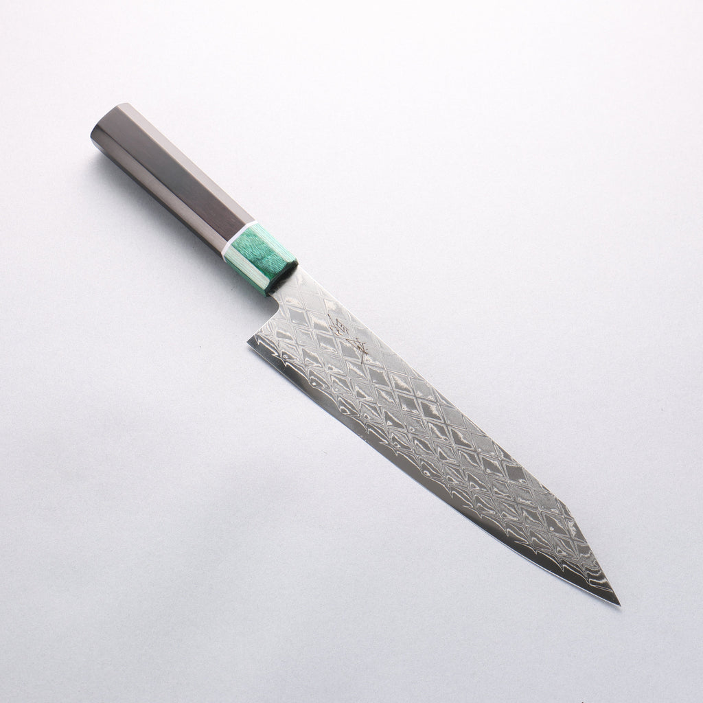 Seisuke AUS10 Mirror Crossed Kiritsuke Gyuto 210mm Black Pakka wood(fe