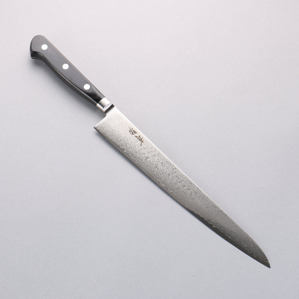 Seisuke VG10 33 Layer Mirrored Finish Damascus Sujihiki 240mm Black Pa