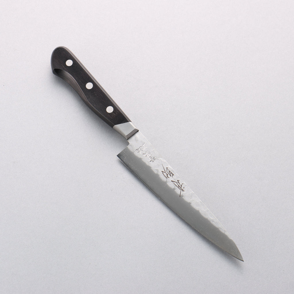 Seisuke Blue Steel No.2 Nashiji Hammered Petty-Utility 135mm Black Pak