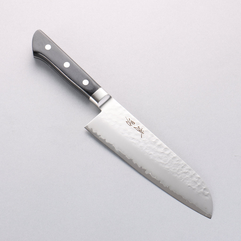 Seisuke VG5 Hammered Kasumitogi Santoku 175mm Black Pakka wood Handle