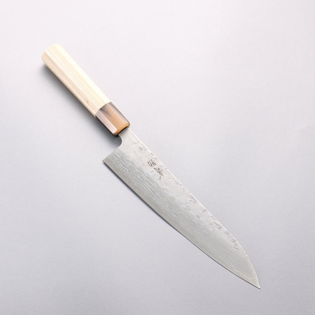 Seisuke Swedish Steel-stn Damascus Washiji Gyuto 210mm Magnolia Handle
