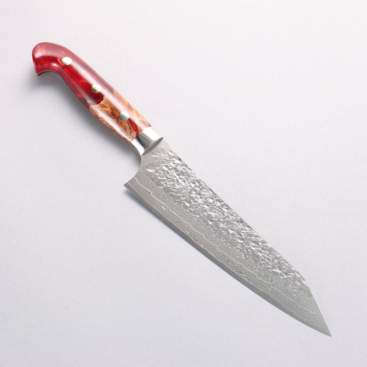 Yu Kurosaki Shizuku SG2 Hammered Damascus Kiritsuke Gyuto 180mm Red an ...