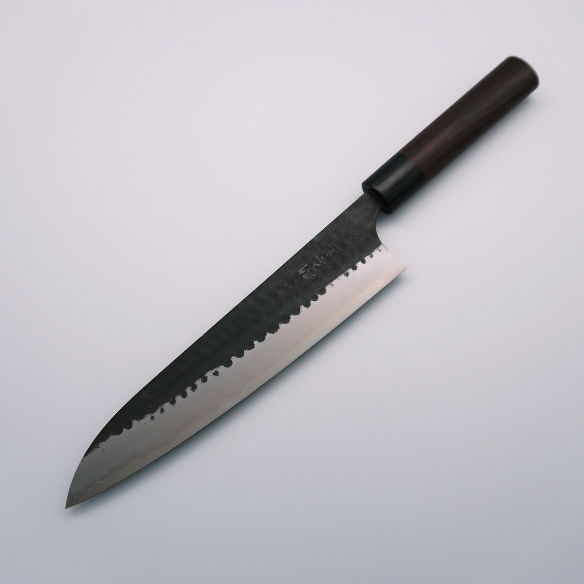 Anryu Blue Super Hammered Black Finished Gyuto 210mm Shitan Handle ...