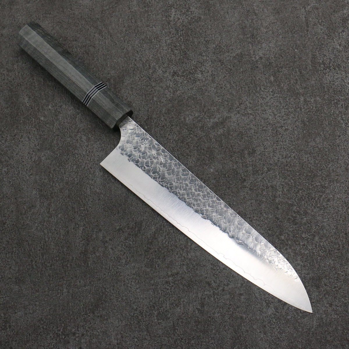 Yoshimi Kato Minamo SG2 Hammered Gyuto 210mm Stabilized Wood (With Bla ...