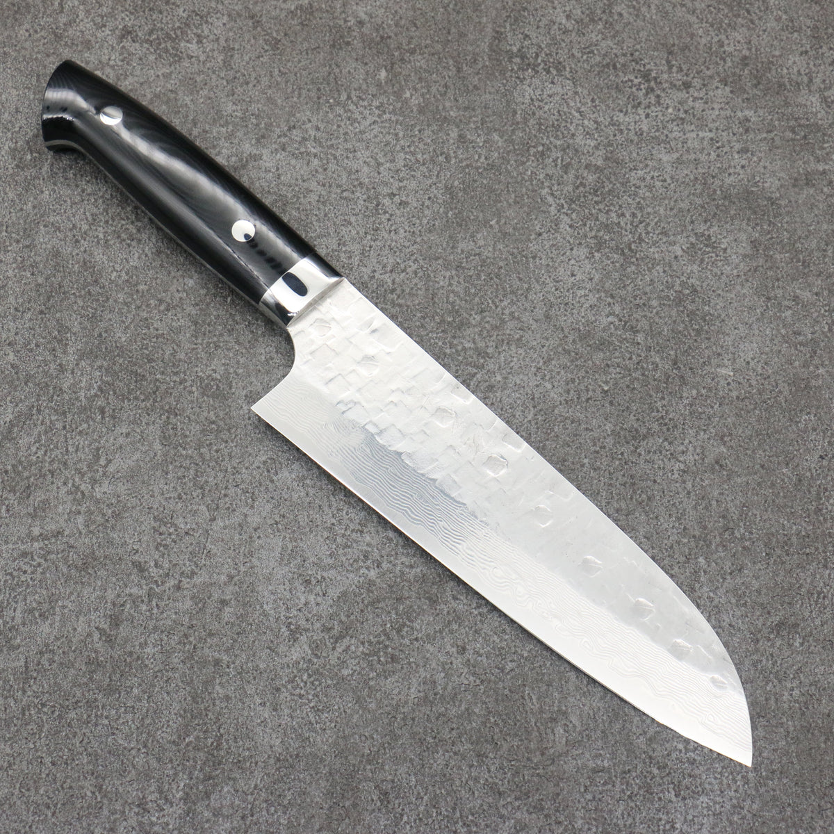 Takeshi Saji VG10 Hammered Damascus Cross Santoku180mm Micarta (Cloud ...