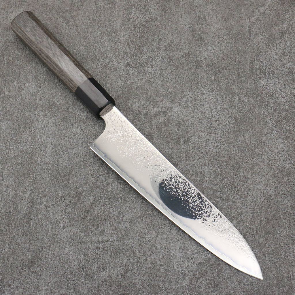 Seisuke VG5 Black Nashiji Mirrored Finish Gyuto 210mm Gray Pakka wood