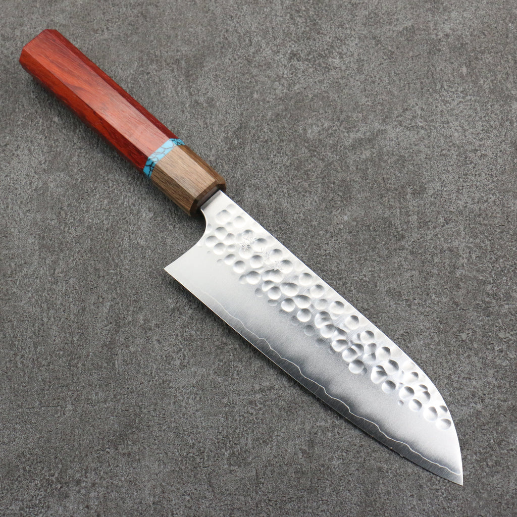 Yoshimi Kato Silver Steel No.3 Hammered(Maru) Migaki Finished Santoku