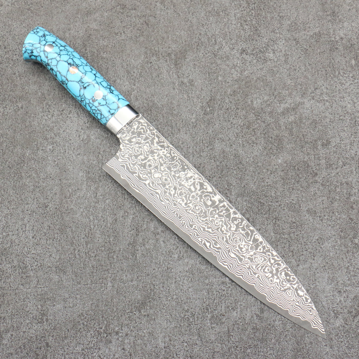 Takeshi Saji SG2 Black Damascus Gyuto 210mm Turquoise Handle – Seisuke ...