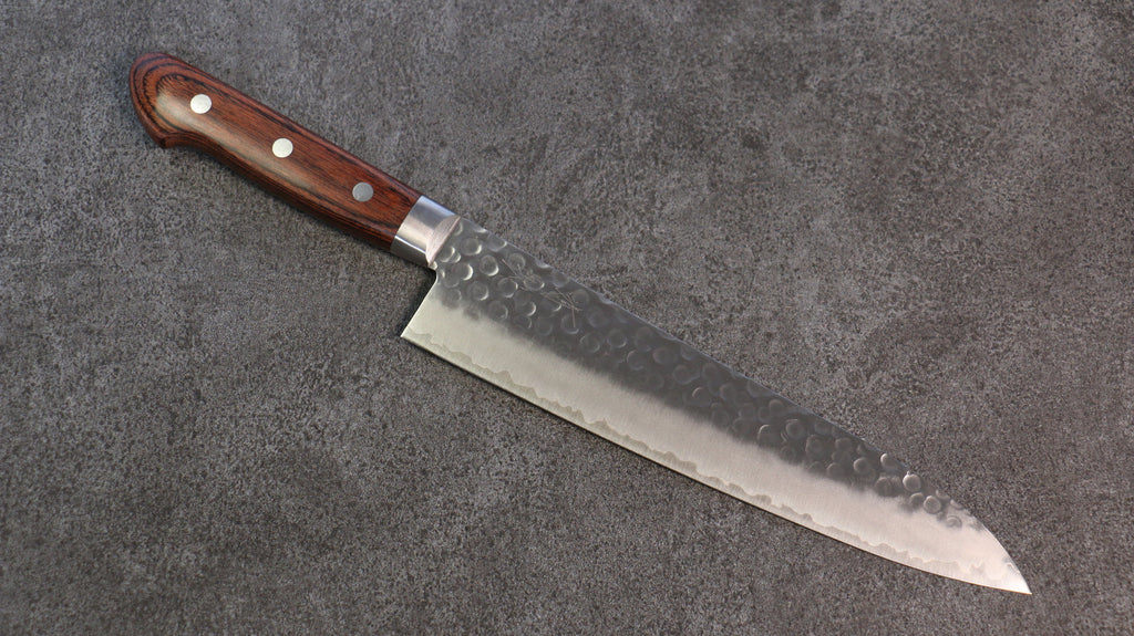 Seisuke Swedish Steel-stn Hammered Gyuto 210mm Mahogany Handle