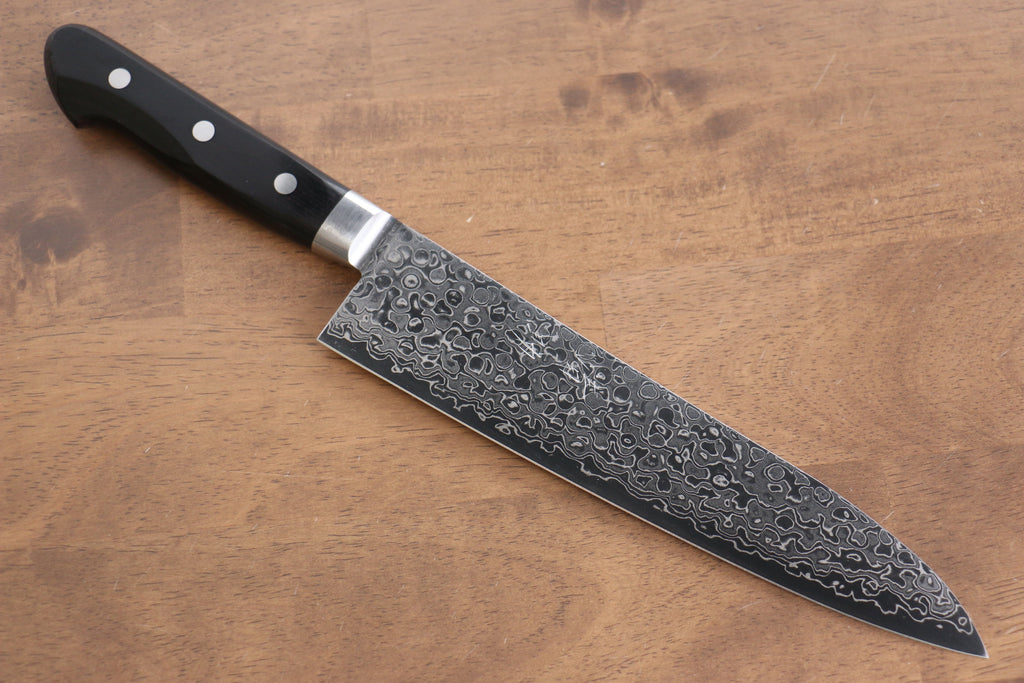 Seisuke AUS10 45 Layer Mirrored Finish Damascus Gyuto 210mm Black Pakk
