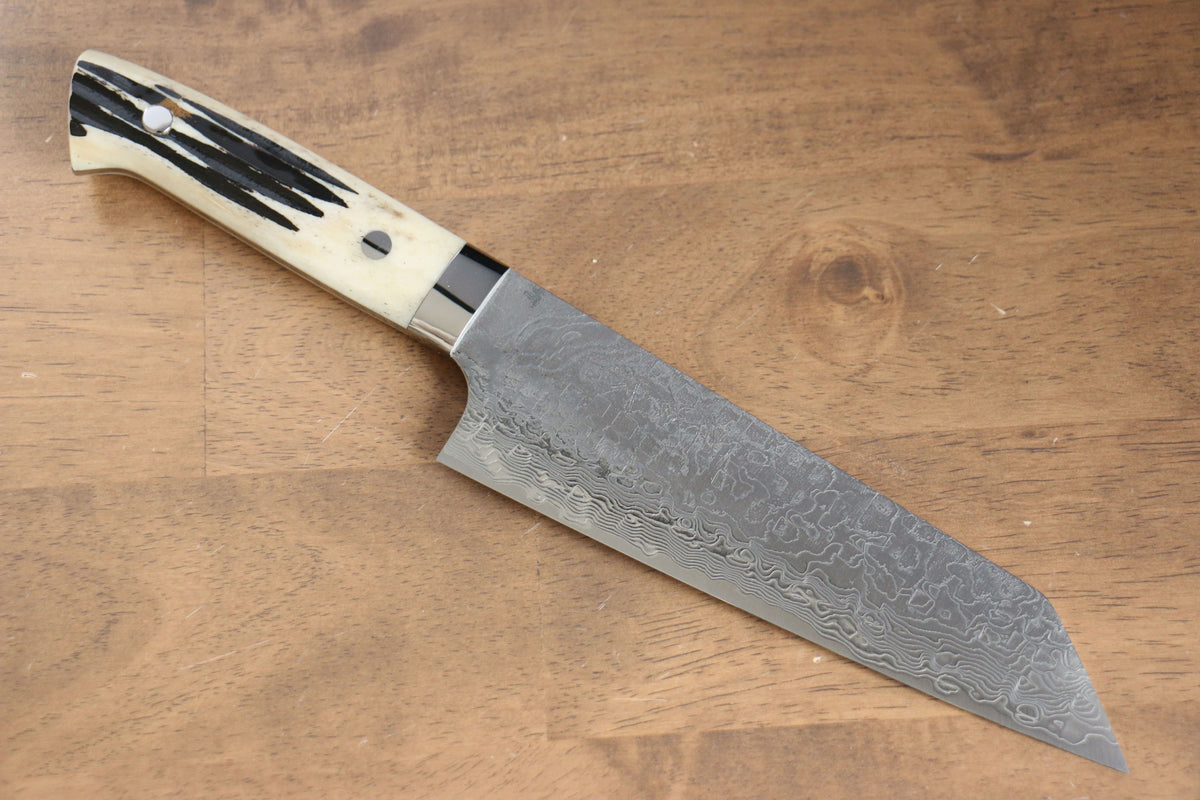 Takeshi Saji SG2 Diamond Finish Damascus Bunka 170mm Cow Bone Handle ...