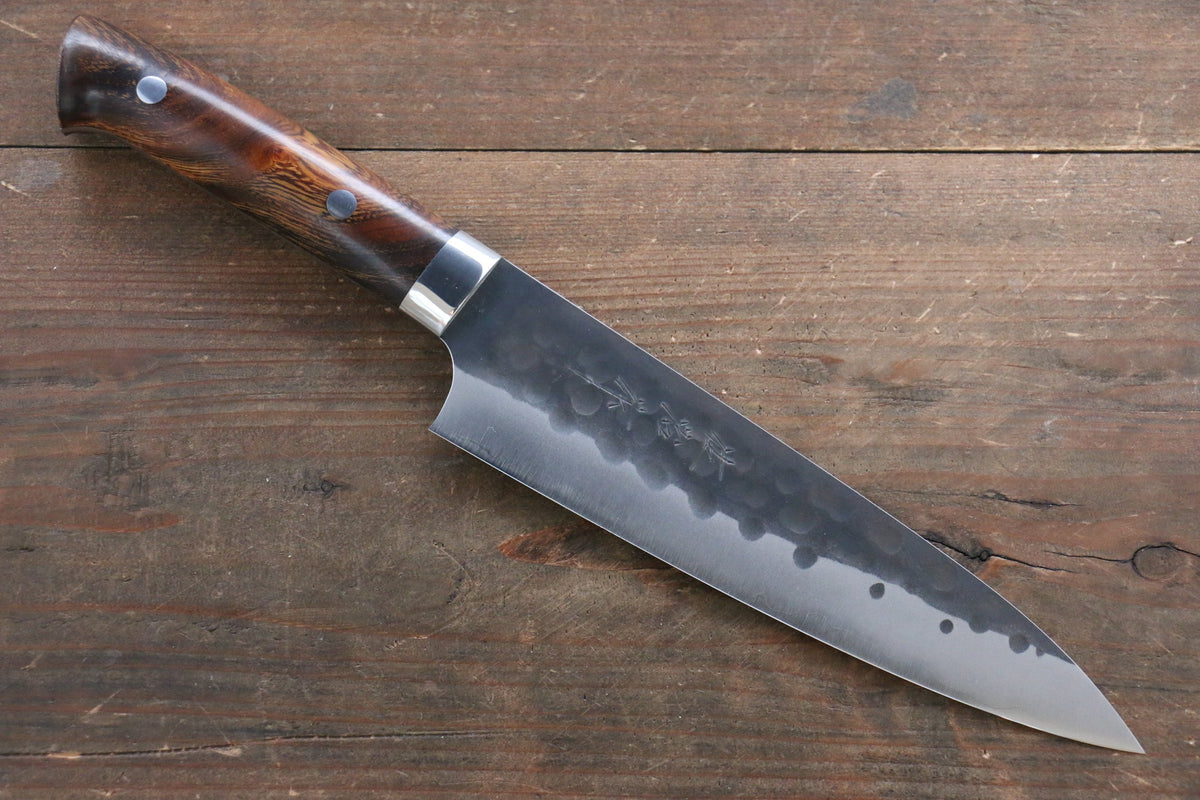 Takeshi Saji Blue Super Hammered Kurouchi Gyuto 180mm Ironwood Handle ...
