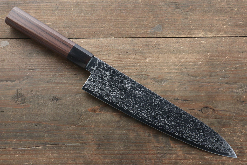 Seisuke AUS10 Damascus Gyuto 210mm Shitan Handle
