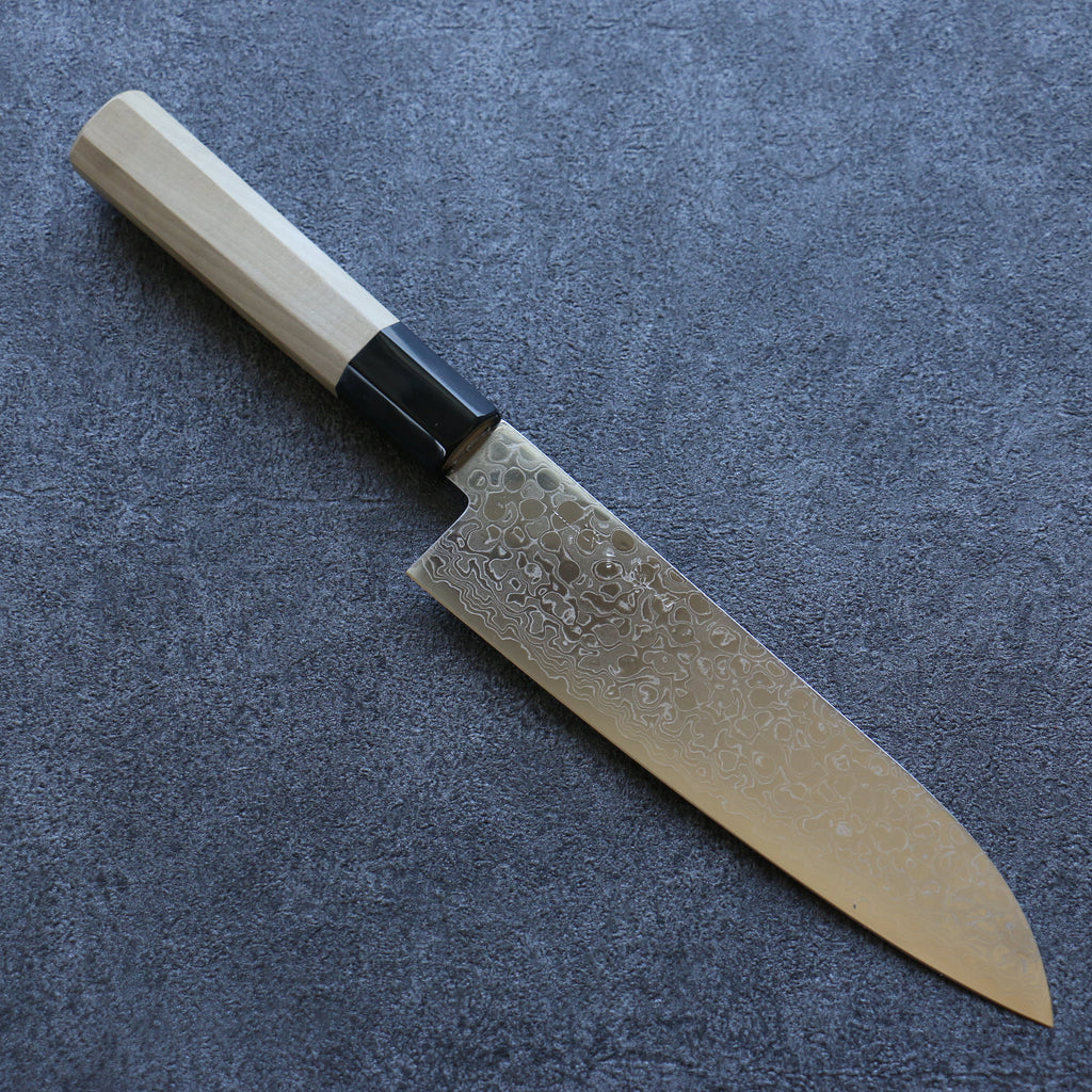 Misuzu AUS10 Damascus Migaki Finished Santoku 180mm Magnolia Handle