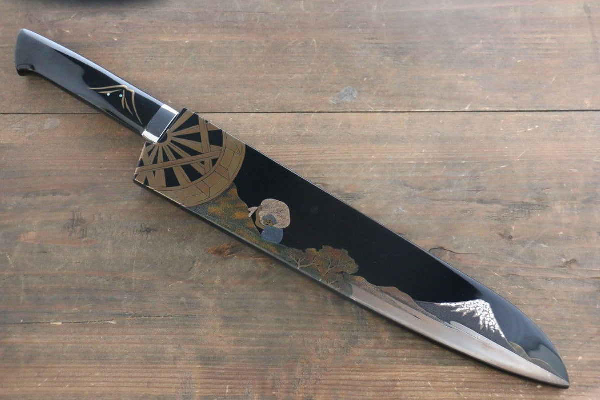 Takeshi Saji Maki-e Art Blue Steel No.2 Colored Damascus Gyuto 270mm L ...