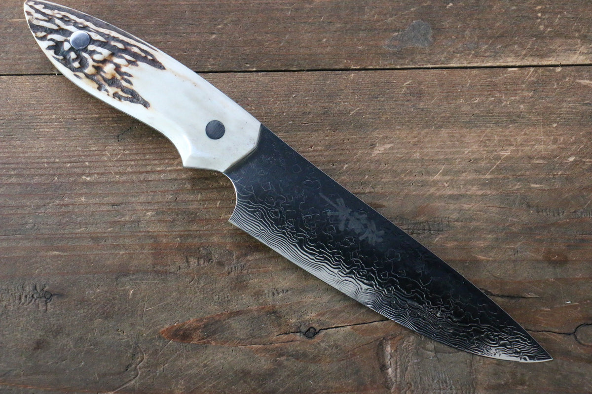 Takeshi Saji Coreless Mirrored Finish Small Santoku 130mm Cow Bone Han ...