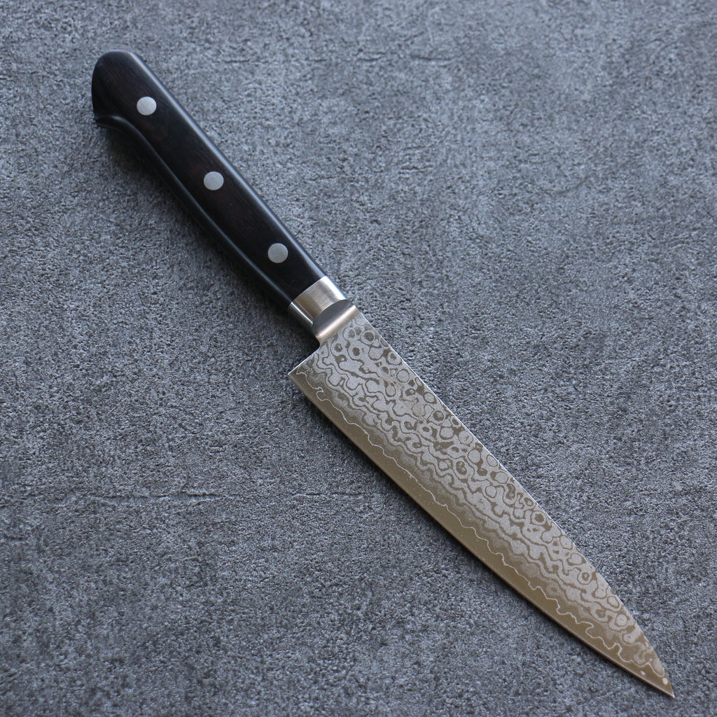 Seisuke VG10 8 Layer Damascus Migaki Petty-Utility 150mm Black Pakka w