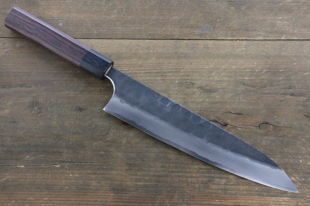 Seisuke Blue Steel No.2 Hammered Kurouchi Gyuto 210mm Shitan Handle